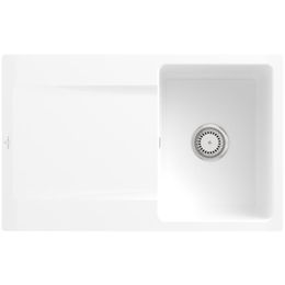 Villeroy & Boch Villeroy und Boch Fl&auml;chenb&uuml;ndige Sp&uuml;le 33341FKG mit Ablaufgarnitur und Handbet&auml;tigung, Snow White