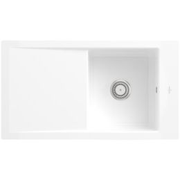 Villeroy & Boch Villeroy und Boch Timeline 50 Flat Fl&auml;chenb&uuml;ndige Sp&uuml;le 33071FKG mit Ablaufgarnitur und Handbet&auml;tigung, Snow White