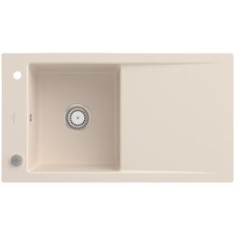 Villeroy & Boch Villeroy und Boch Timeline 50 Flat Fl&auml;chenb&uuml;ndige Sp&uuml;le 33072FFU mit Ablaufgarnitur und Exzenterbet&auml;tigung, Ivory