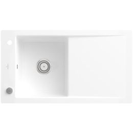 Villeroy & Boch Villeroy und Boch Timeline 50 Flat Fl&auml;chenb&uuml;ndige Sp&uuml;le 33072FKG mit Ablaufgarnitur und Exzenterbet&auml;tigung, Snow White