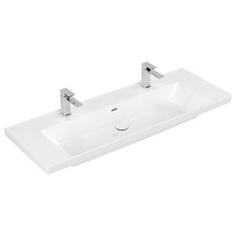 Villeroy & Boch Villeroy und Boch Subway 3.0 Schrank-Waschtisch 4A70D4R1 130x47cm, mit 2 Hahnl&ouml;cher/mit &Uuml;berlauf, wei&szlig; C-plus