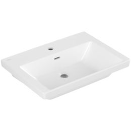 Villeroy & Boch Villeroy und Boch Subway 3.0 Schrank-Waschtisch 4A7065RW 65x47cm, mit 1 Hahnloch/mit &Uuml;berlauf, stone white C-plus