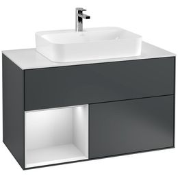 Villeroy & Boch Villeroy und Boch Finion Waschtischunterschrank G361MTHG 100cm, Abdeckplatte white matt, Emotion, Regal links White matt lacquer, Midnight Blue Matt Lacquer