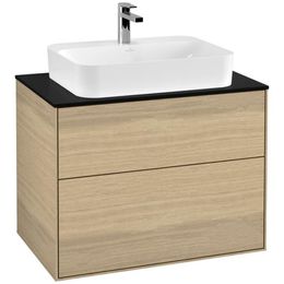 Villeroy & Boch Villeroy und Boch Finion Waschtischunterschrank G34200PC 80x60,3cm, Emotion, Abdeckplatte black matt, Oak Veneer