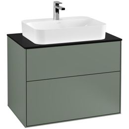 Villeroy & Boch Villeroy und Boch Finion Waschtischunterschrank G34200GM 80x60,3cm, Emotion, Abdeckplatte black matt, Olive Matt Lacquer
