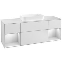 Villeroy & Boch Villeroy und Boch Finion Waschtischunterschrank G331MTMT 160cm, Abdeckplatte white matt, Emotion, Regale White matt lacquer, White matt lacquer