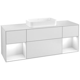 Villeroy & Boch Villeroy und Boch Finion Waschtischunterschrank G331GFMT 160cm, Abdeckplatte white matt, Emotion, Regale Glossy white lacquer, White matt lacquer