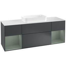 Villeroy & Boch Villeroy und Boch Finion Waschtischunterschrank G331GMHG 160cm, Abdeckplatte white matt, Emotion, Regale Olive matt lacquer, Midnight Blue Matt Lacquer