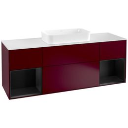 Villeroy & Boch Villeroy und Boch Finion Waschtischunterschrank G331PDHB 160cm, Abdeckplatte white matt, Emotion, Regale Black matt lacquer, Peony Matt