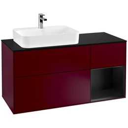 Villeroy & Boch Villeroy und Boch Finion Waschtischunterschrank F402PDHB 120cm, Abdeckplatte black matt, Regal rechts Black matt lacquer, Peony Matt