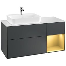 Villeroy & Boch Villeroy und Boch Finion Waschtischunterschrank G401HFHG 120cm, Abdeckplatte white matt, Emotion, Regal rechts Gold matt, Midnight Blue Matt Lacquer