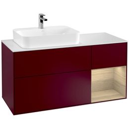 Villeroy & Boch Villeroy und Boch Finion Waschtischunterschrank F401PCHB 120cm, Abdeckplatte white matt, Regal rechts Oak Veneer, Peony Matt