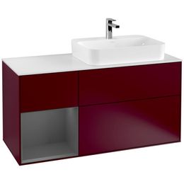 Villeroy & Boch Villeroy und Boch Finion Waschtischunterschrank G391GKHB 120cm, Abdeckplatte white matt, Emotion, Regal links Anthracite matt, Peony Matt
