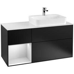 Villeroy & Boch Villeroy und Boch Finion Waschtischunterschrank G391MTPD 120cm, Abdeckplatte white matt, Emotion, Regal links White matt lacquer, Black matt lacquer