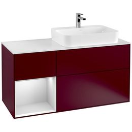 Villeroy & Boch Villeroy und Boch Finion Waschtischunterschrank G391MTHB 120cm, Abdeckplatte white matt, Emotion, Regal links White matt lacquer, Peony Matt