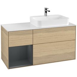 Villeroy & Boch Villeroy und Boch Finion Waschtischunterschrank G391HGPC 120cm, Abdeckplatte white matt, Emotion, Regal links Midnight Blue Matt Lacquer, Oak Veneer