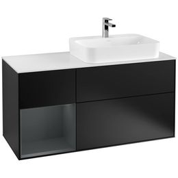 Villeroy & Boch Villeroy und Boch Finion Waschtischunterschrank G391HGPD 120cm, Abdeckplatte white matt, Emotion, Regal links Midnight Blue Matt Lacquer, Black matt lacquer