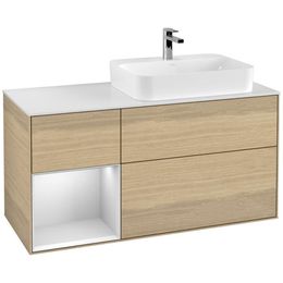Villeroy & Boch Villeroy und Boch Finion Waschtischunterschrank G391MTPC 120cm, Abdeckplatte white matt, Emotion, Regal links White matt lacquer, Oak Veneer