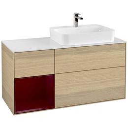 Villeroy & Boch Villeroy und Boch Finion Waschtischunterschrank F391HBPC 120cm, Abdeckplatte white matt, Regal links Peony, Oak Veneer