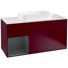 Villeroy & Boch Villeroy und Boch Finion Waschtischunterschrank G291HGHB 120cm, Abdeckplatte white matt, Emotion, Regal links Midnight Blue Matt Lacquer, Peony Matt