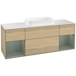 Villeroy & Boch Villeroy und Boch Finion Waschtischunterschrank F331GMPC 160x60,3cm, Abdeckplatte white matt, Regale Olive matt lacquer, Oak Veneer