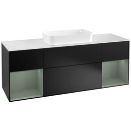 Villeroy & Boch Villeroy und Boch Finion Waschtischunterschrank F331GMPD 160x60,3cm, Abdeckplatte white matt, Regale Olive matt lacquer, Black matt lacquer
