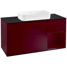 Villeroy & Boch Villeroy und Boch Finion Waschtischunterschrank G302HBHB 120cm, Abdeckplatte black matt, Emotion, Regal rechts Peony, Peony Matt