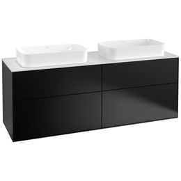 Villeroy & Boch Villeroy und Boch Finion Waschtischunterschrank F31100PD 160x60,3cm, Abdeckplatte white matt, Black matt lacquer