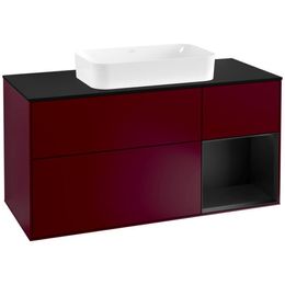 Villeroy & Boch Villeroy und Boch Finion Waschtischunterschrank F302PDHB 120cm, Abdeckplatte black matt, Regal rechts Black matt lacquer, Peony Matt