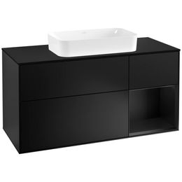Villeroy & Boch Villeroy und Boch Finion Waschtischunterschrank F302PDPD 120cm, Abdeckplatte black matt, Regal rechts Black matt lacquer, Black matt lacquer