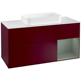 Villeroy & Boch Villeroy und Boch Finion Waschtischunterschrank G301GMHB 120cm, Abdeckplatte white matt, Emotion, Regal rechts Olive Matt Lacquer, Peony Matt