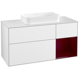 Villeroy & Boch Villeroy und Boch Finion Waschtischunterschrank F301HBGF 120cm, Abdeckplatte white matt, Regal rechts Peony, Glossy white lacquer