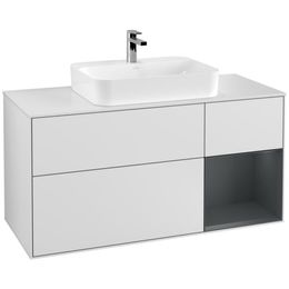 Villeroy & Boch Villeroy und Boch Finion Waschtischunterschrank F421HGMT 120cm, Abdeckplatte white matt, Regal rechts Midnight Blue Matt Lacquer, White matt lacquer