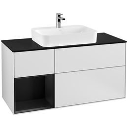 Villeroy & Boch Villeroy und Boch Finion Waschtischunterschrank F412PDMT 120cm, Abdeckplatte black matt, Regal links Black matt lacquer, White matt lacquer
