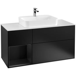 Villeroy & Boch Villeroy und Boch Finion Waschtischunterschrank G411PDPD 120cm, Abdeckplatte white matt, Emotion, Regal links Black matt lacquer, Black matt lacquer