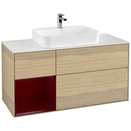 Villeroy & Boch Villeroy und Boch Finion Waschtischunterschrank F411HBPC 120cm, Abdeckplatte white matt, Regal links Peony, Oak Veneer