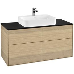 Villeroy & Boch Villeroy und Boch Finion Waschtischunterschrank F38200PC 120x60,3cm, Abdeckplatte black matt, Oak Veneer