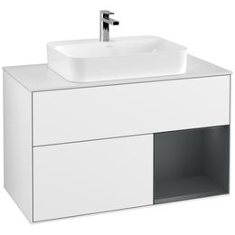 Villeroy & Boch Villeroy und Boch Finion Waschtischunterschrank G371HGGF 100cm, Abdeckplatte white matt, Emotion, Regal rechts Midnight Blue Matt Lacquer, Glossy white lacquer