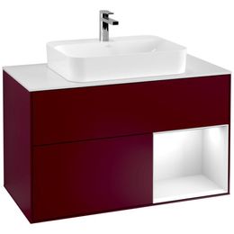 Villeroy & Boch Villeroy und Boch Finion Waschtischunterschrank F371GFHB 100cm, Abdeckplatte white matt, Regal rechts Glossy white lacquer, Peony Matt