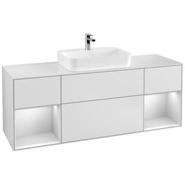 Villeroy & Boch Villeroy und Boch Finion Waschtischunterschrank G451MTMT 160cm, Abdeckplatte white matt, Emotion, Regale White matt lacquer, White matt lacquer