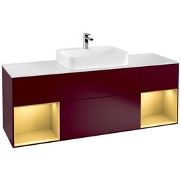 Villeroy & Boch Villeroy und Boch Finion Waschtischunterschrank G451HFHB 160cm, Abdeckplatte white matt, Emotion, Regale Gold matt lacquer, Peony Matt