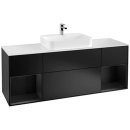 Villeroy & Boch Villeroy und Boch Finion Waschtischunterschrank F451PDPD 160x60,3cm, Abdeckplatte white matt, Regale Black matt lacquer, Black matt lacquer