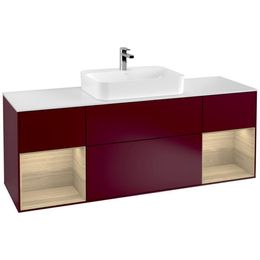 Villeroy & Boch Villeroy und Boch Finion Waschtischunterschrank F451PCHB 160x60,3cm, Abdeckplatte white matt, Regale Oak Veneer, Peony Matt