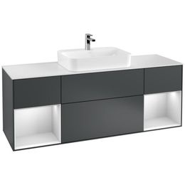 Villeroy & Boch Villeroy und Boch Finion Waschtischunterschrank F451MTHG 160x60,3cm, Abdeckplatte white matt, Regale White matt lacquer, Midnight Blue Matt Lacquer
