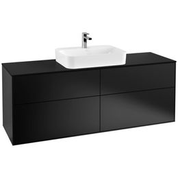 Villeroy & Boch Villeroy und Boch Finion Waschtischunterschrank F44200PD 160x60,3cm, Abdeckplatte black matt, Black matt lacquer