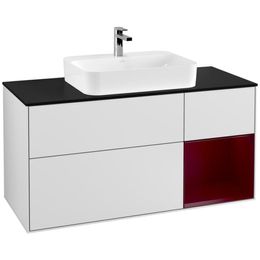 Villeroy & Boch Villeroy und Boch Finion Waschtischunterschrank G422HBMT 120cm, Abdeckplatte black matt, Emotion, Regal rechts Peony matt, White matt lacquer