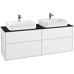 Villeroy & Boch Villeroy und Boch Finion Waschtischunterschrank F43200GF 160x60,3cm, Abdeckplatte black matt, Glossy white lacquer