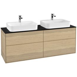 Villeroy & Boch Villeroy und Boch Finion Waschtischunterschrank F43200PC 160x60,3cm, Abdeckplatte black matt, Oak Veneer