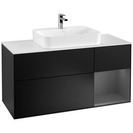 Villeroy & Boch Villeroy und Boch Finion Waschtischunterschrank G421GKPD 120cm, Abdeckplatte white matt, Emotion, Regal rechts Anthracite matt, Black matt lacquer