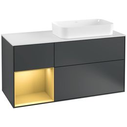 Villeroy & Boch Villeroy und Boch Finion Waschtischunterschrank F271HFHG 120cm, Abdeckplatte white matt, Regal links Gold matt, Midnight Blue Matt Lacquer